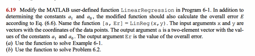 6.19 Modify the MATLAB user-defined function | Chegg.com