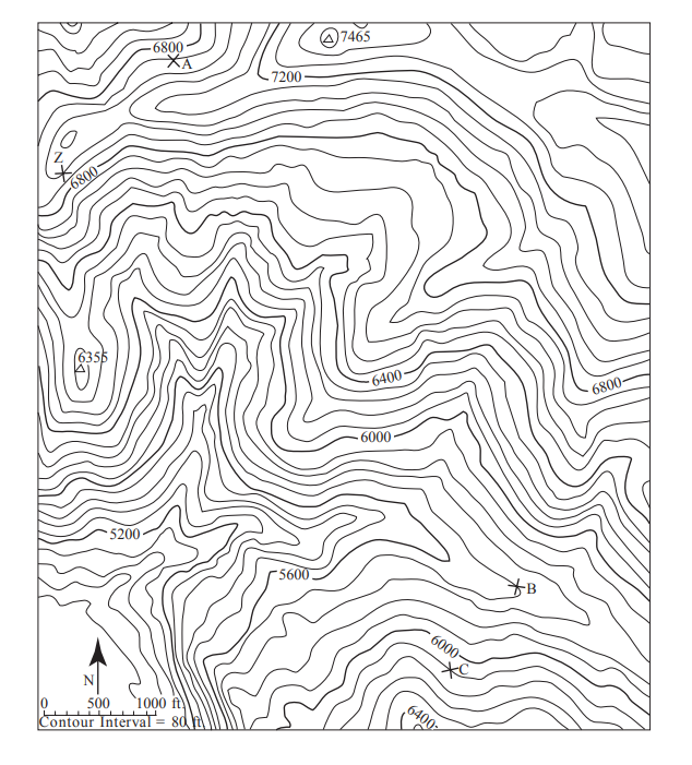 Solved 4. Figure G-5 (Lab 2) is a topographic map. Points A, | Chegg.com