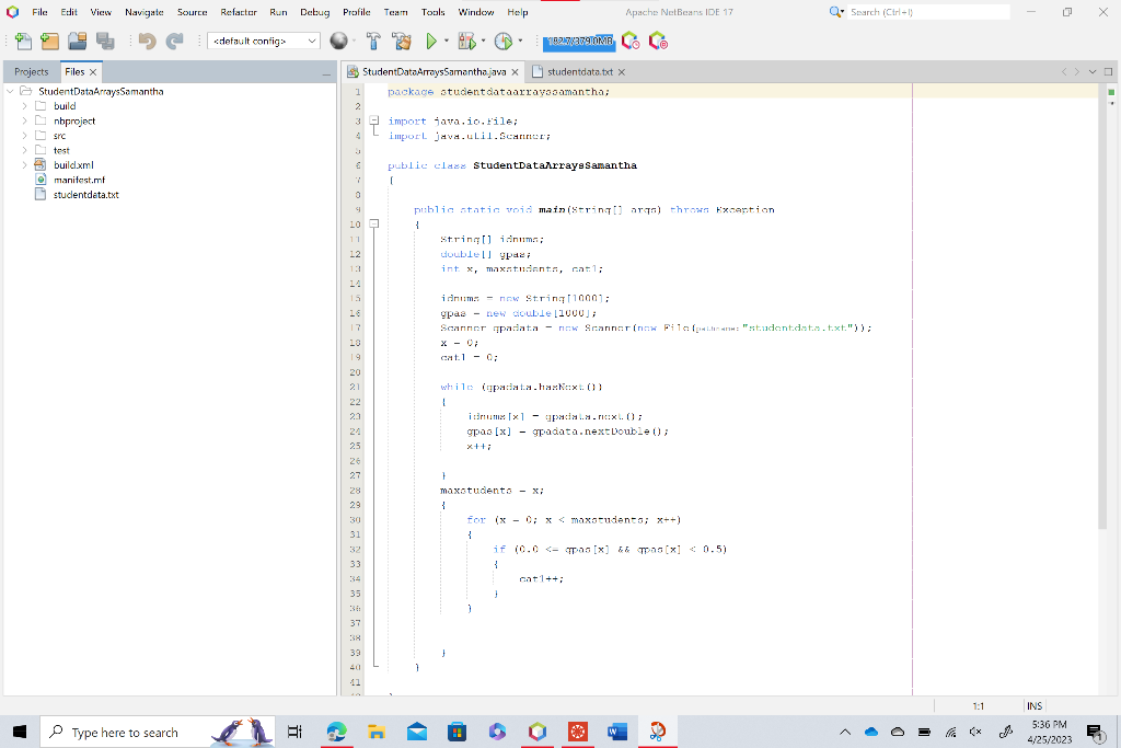 This is as far as I have gotten for an array | Chegg.com