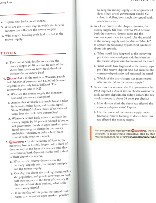 Solved to keep the money supply at its original level, does | Chegg.com