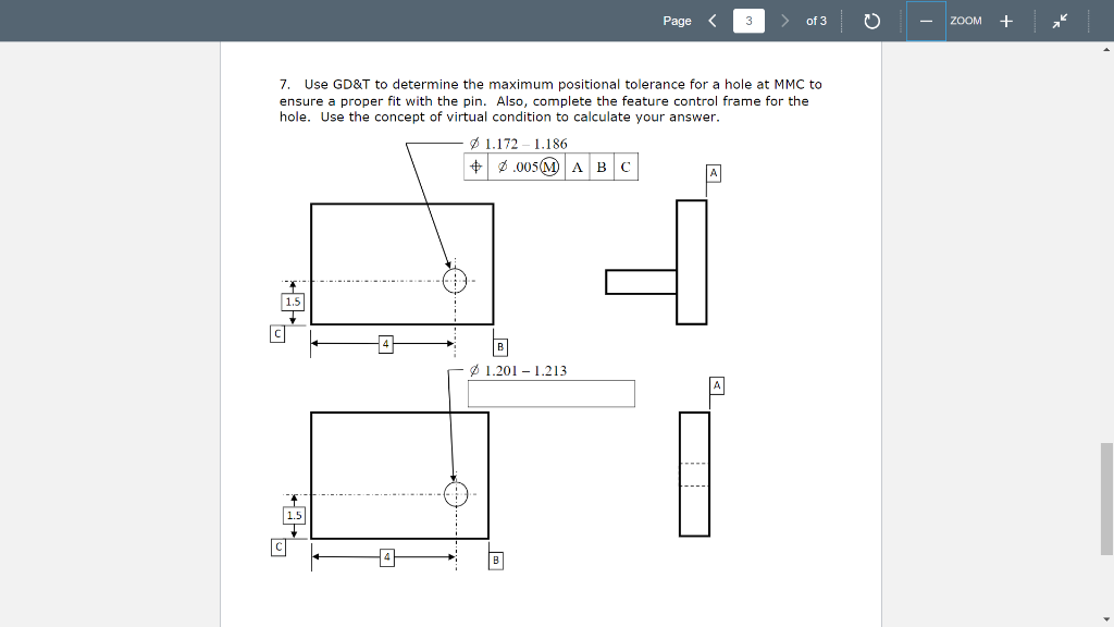 Solved 7. Use GD\&T to determine the maximum positional | Chegg.com