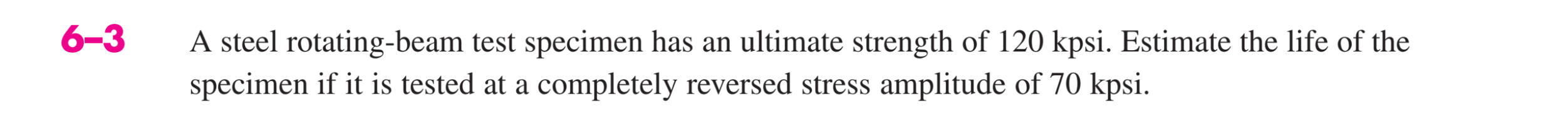 Solved 6-3 A steel rotating-beam test specimen has an | Chegg.com