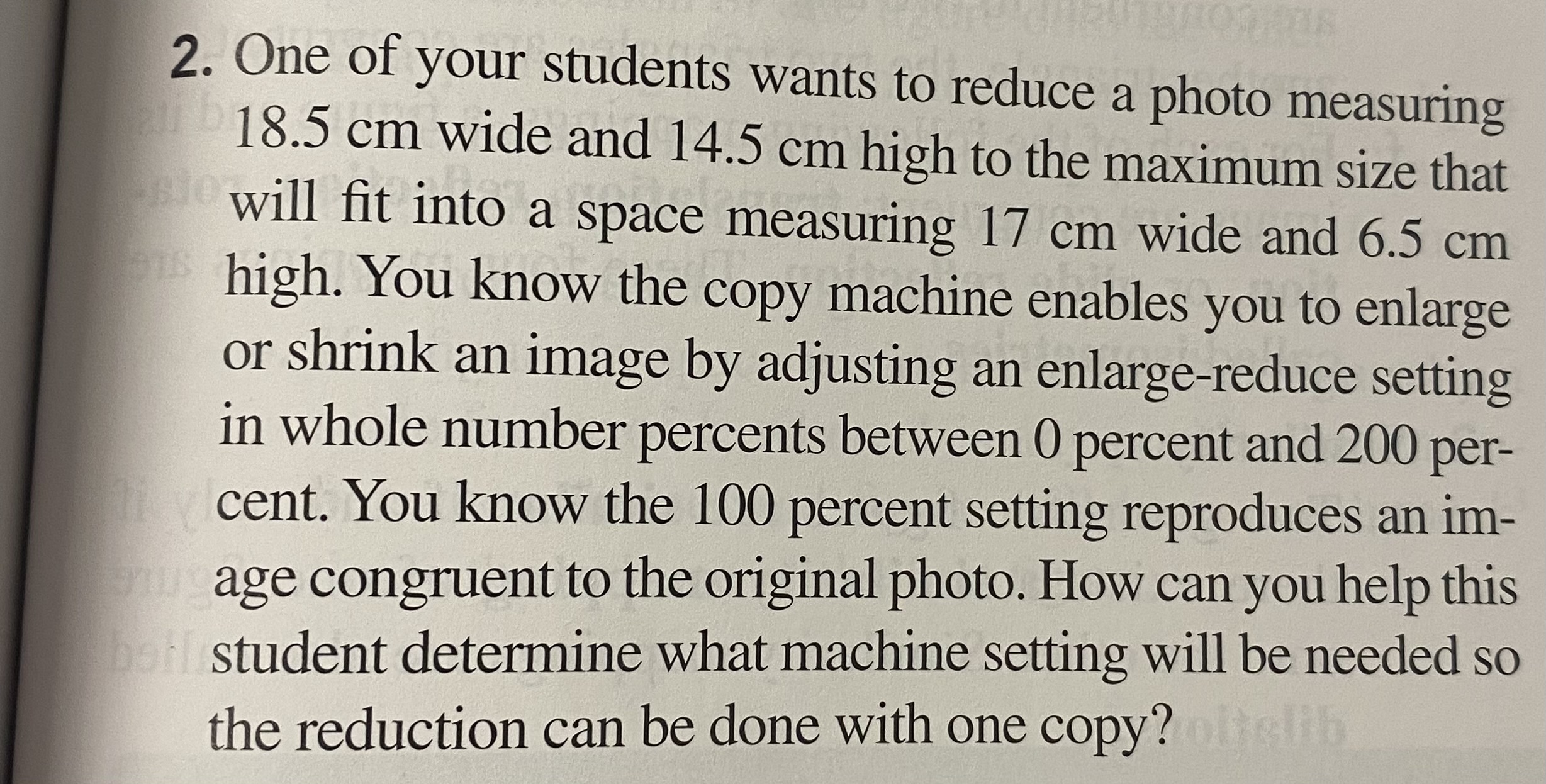 Solved One of your students wants to reduce a photo | Chegg.com