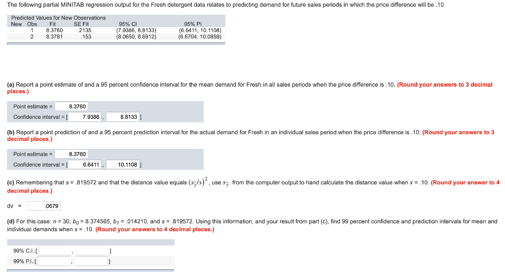 Solved The following partial MINITAB regression output for | Chegg.com
