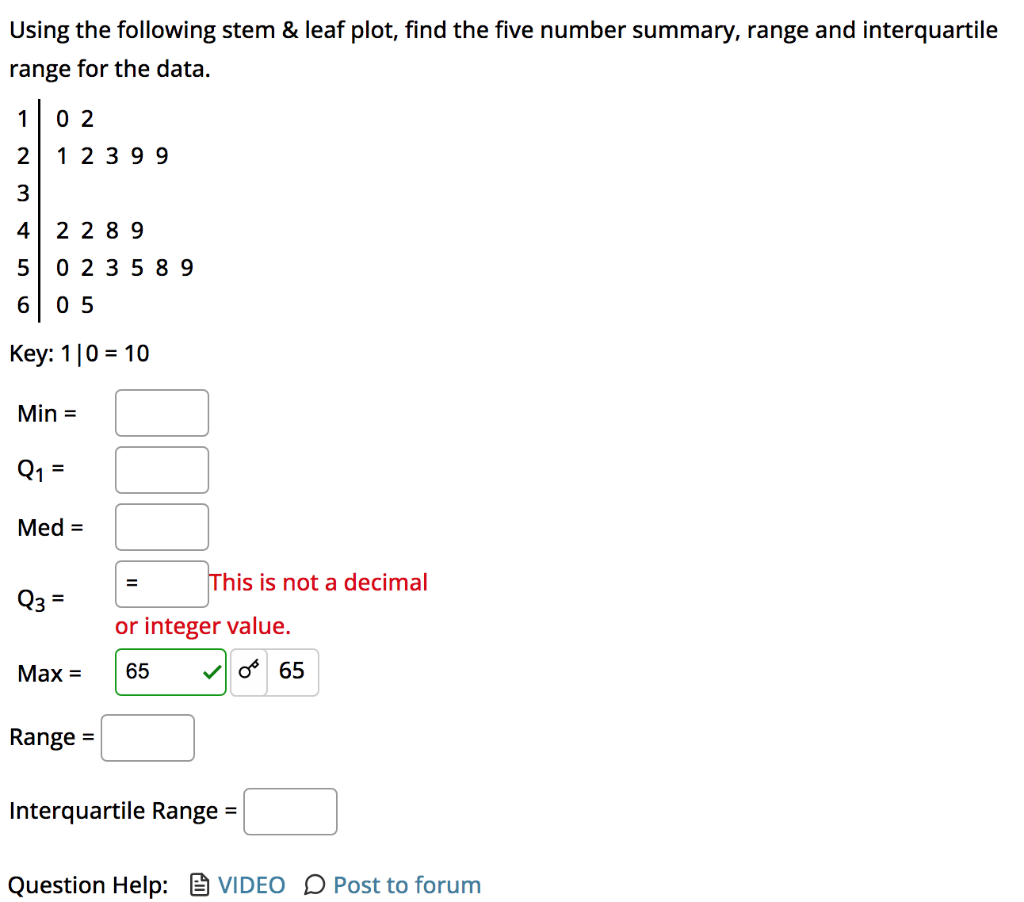 Solved Using The Following Stem And Leaf Plot Find The Five 4226