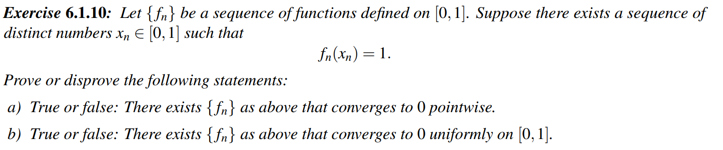 Solved Exercise 6.1.10: Let f fng be a sequence of functions | Chegg.com