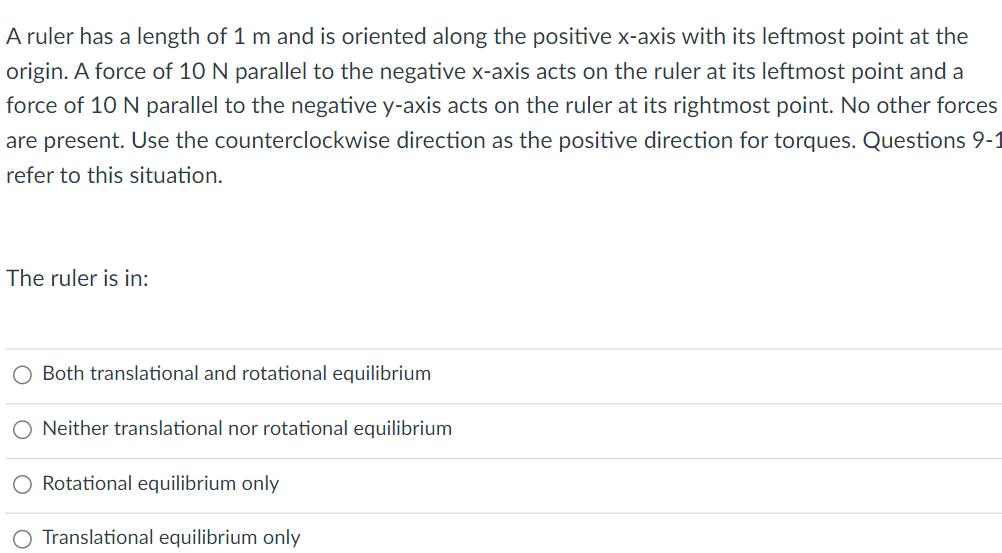 Solved A ruler has a length of 1 m and is oriented along the | Chegg.com