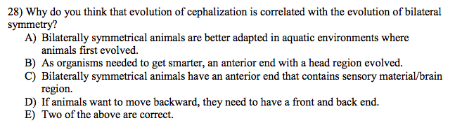 Solved 28) Why do you think that evolution of cephalization | Chegg.com