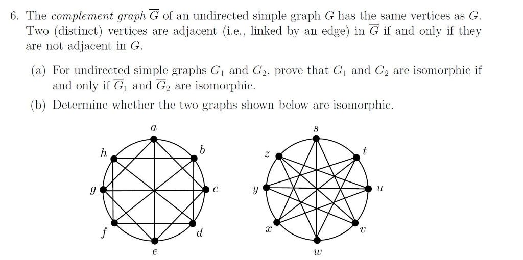 6. The complement graph G of an u l simple graph G | Chegg.com