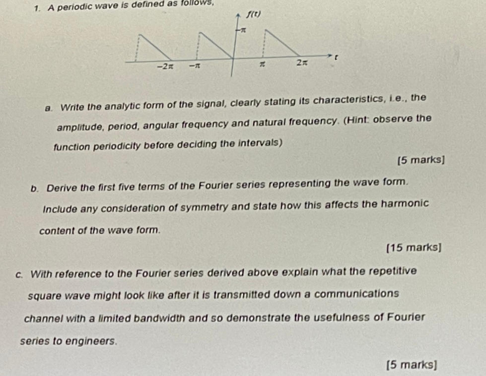 Solved 1. A periodic wave is defined as follows, a. Write | Chegg.com