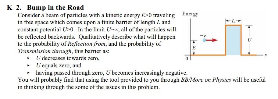Solved K 2. Bump in the Road Consider a beam of particles | Chegg.com
