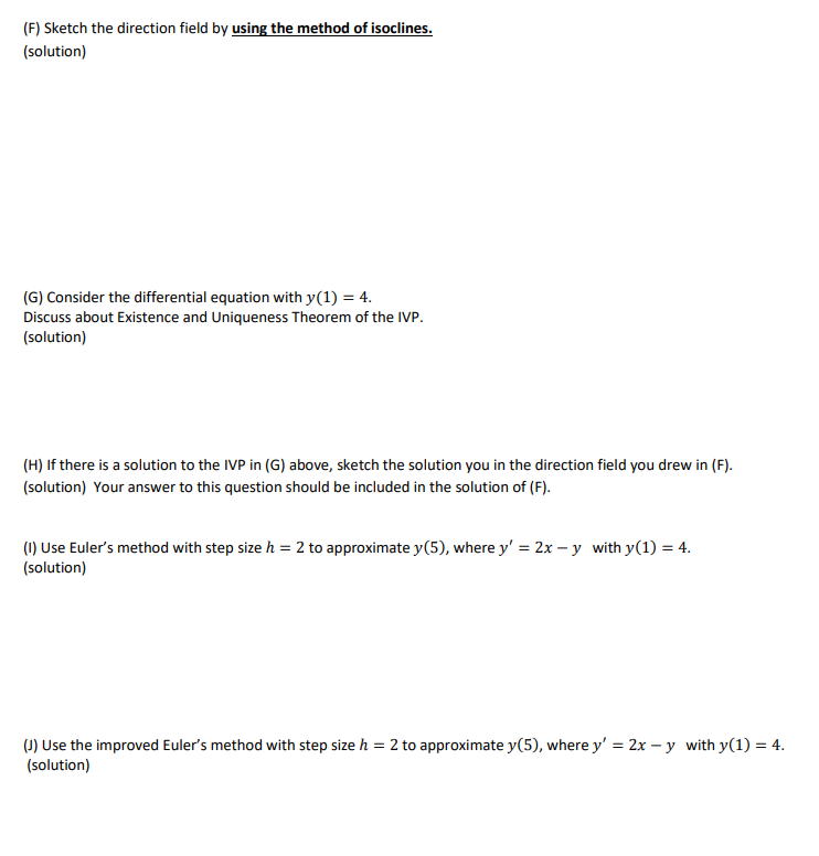 Solved (F) Sketch the direction field by using the method of | Chegg.com