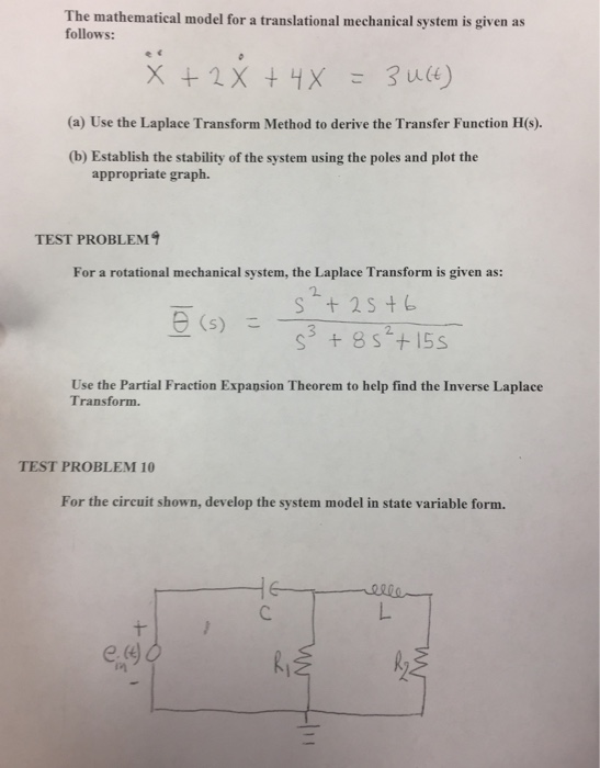 Solved 250 Chapter 8 System Analysis Using Laplace | Chegg.com