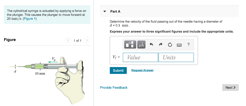 Solved The cylindrical syringe is actuated by applying a | Chegg.com