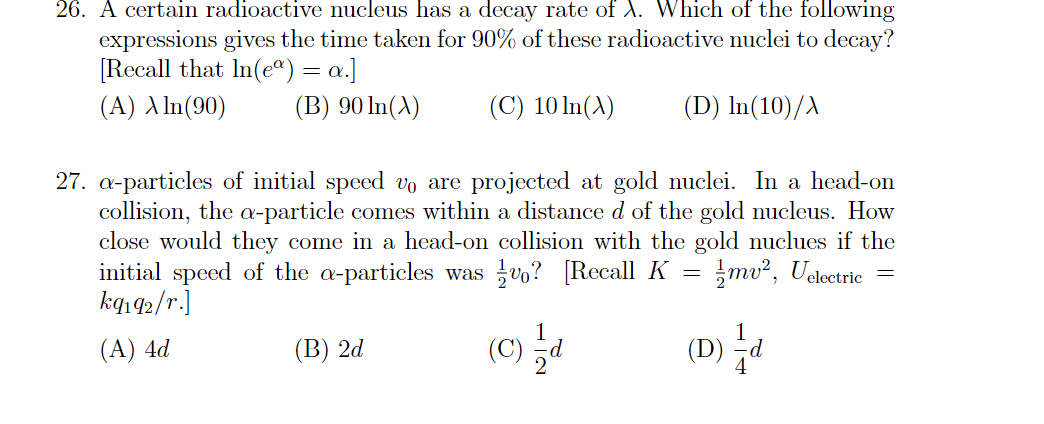 Solved 26. A certain radioactive nucleus has a decay rate of | Chegg.com