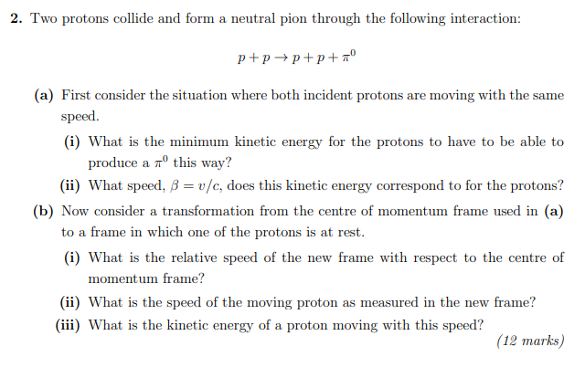 Solved Two protons collide and form a neutral pion through | Chegg.com