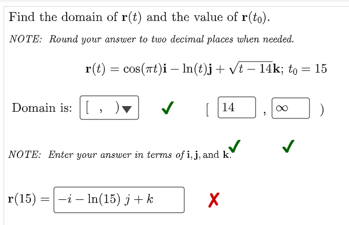 Solved Find the domain of r(t) and the value of r(to). NOTE: | Chegg.com