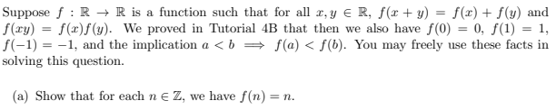 Solved Suppose f:R→R is a function such that for all | Chegg.com