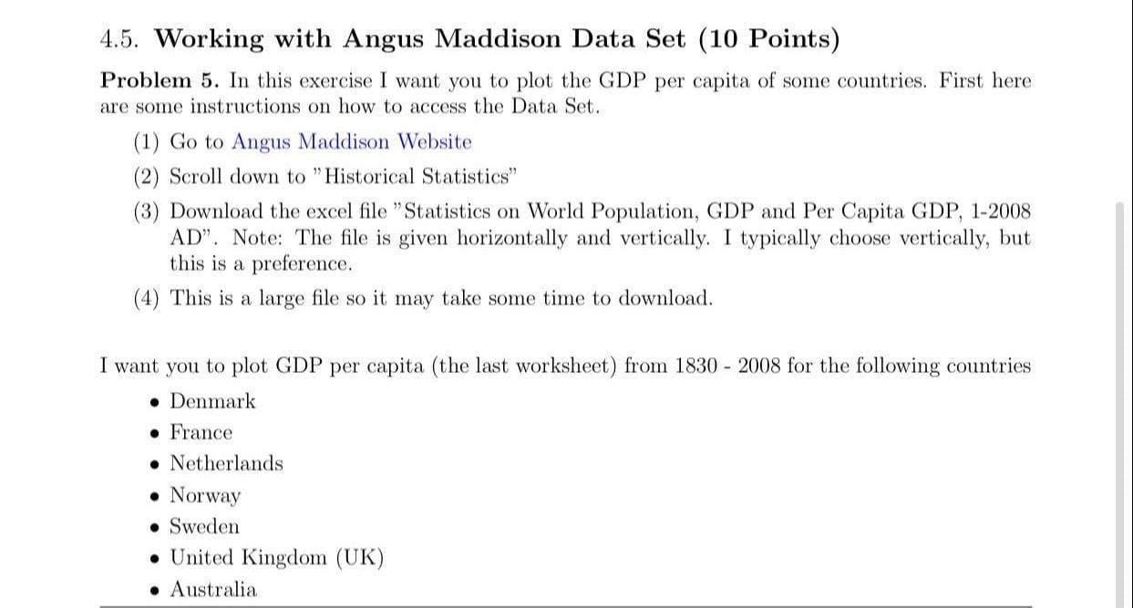 4.5. Working with Angus Maddison Data Set (10 Points) | Chegg.com