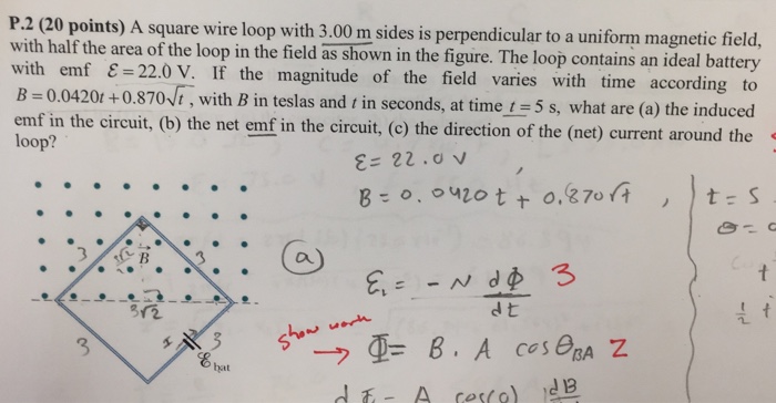 Solved A square wire loop with 3.00 m sides is perpendicular | Chegg.com