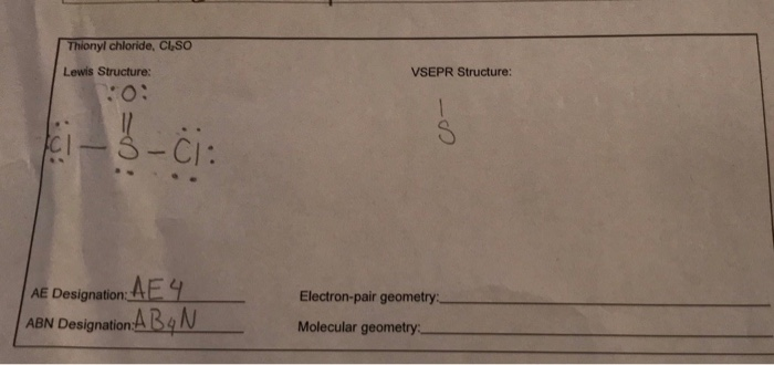 Solved Thionyl chloride, ClSO Lewis Structure: VSEPR | Chegg.com