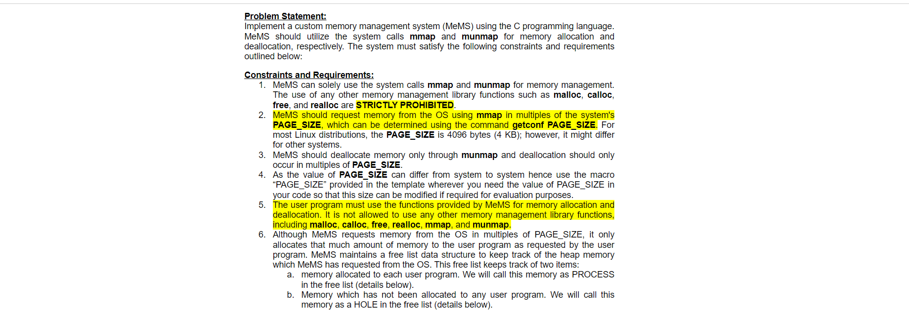 Solved Problem Statement: Implement a custom memory | Chegg.com