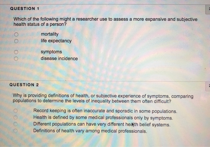 Solved QUESTION 1 Which of the following might a researcher | Chegg.com