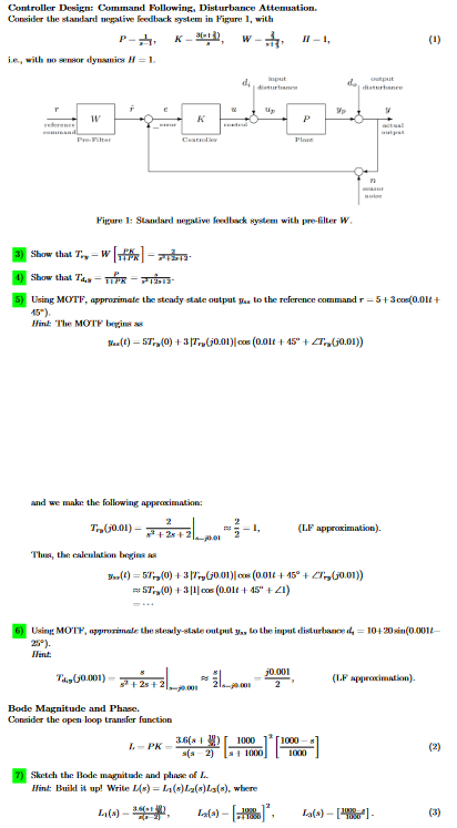 Solved Controller Design: Command Following, Disturbance | Chegg.com