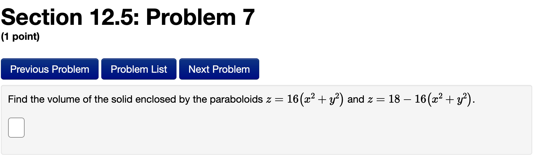 Solved Section 12.5: Problem 7 (1 point) Previous Problem | Chegg.com