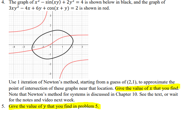 Solved 4. The graph of x - sin(xy) + 2y4 is shown below in | Chegg.com