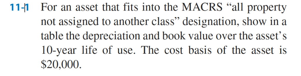 Solved 111 For an asset that fits into the MACRS "all | Chegg.com
