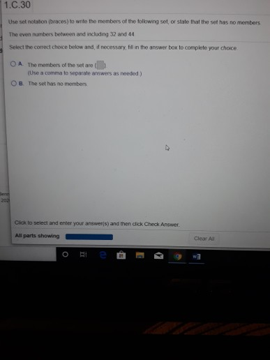 Solved 1.C.30 Use se notation (hraces) to write the members | Chegg.com