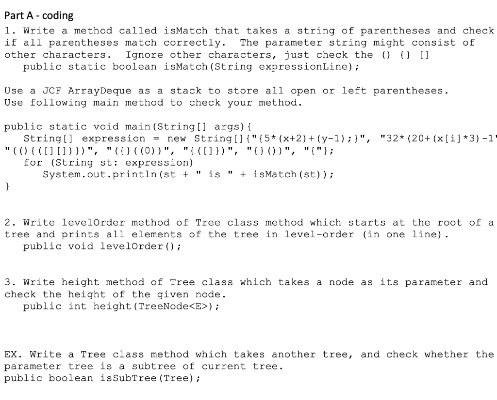 Solved Part A - coding 1. Write a method called isMatch that | Chegg.com