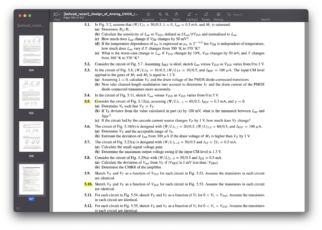 5.1. In Fig. 5.2, assume that (W/L)1=50/0.5,λ=0,Iout | Chegg.com