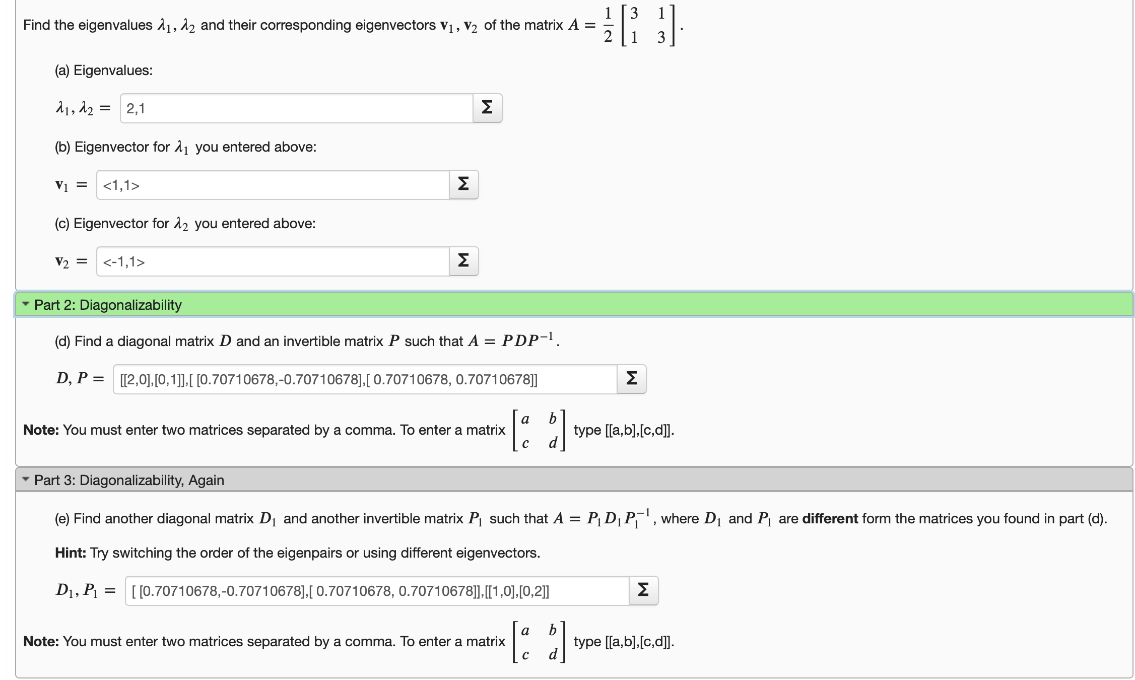 Solved Find the eigenvalues λ1,λ2 and their corresponding | Chegg.com