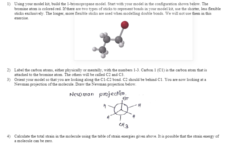 Solved 1) Using your model kit, build the 1-bromopropane | Chegg.com