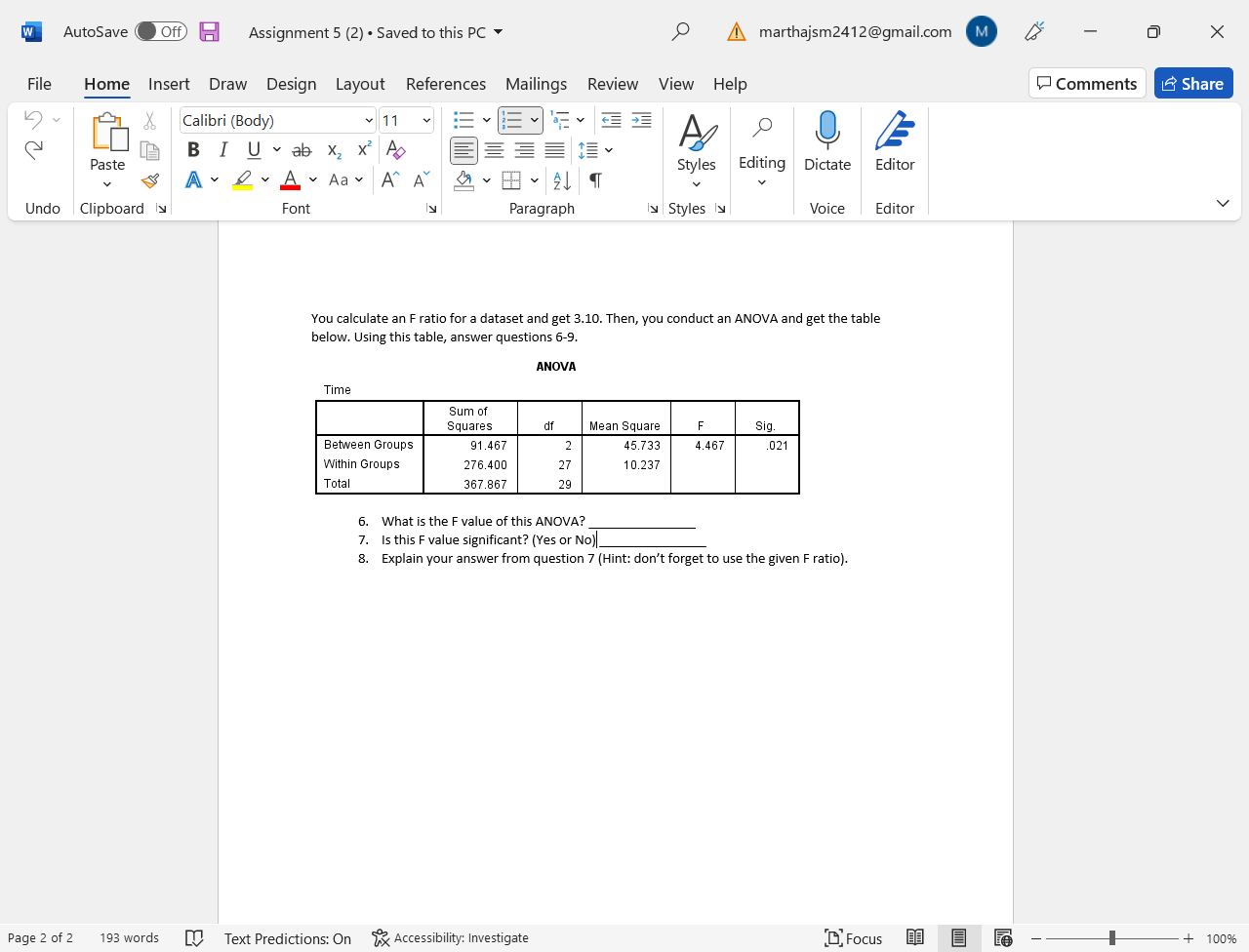 Solved W AutoSave Off H Assignment 5 (2) Saved to this PC | Chegg.com