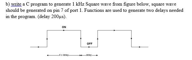 Solved B Write A C Program To Generate 1 Khz Square Wave