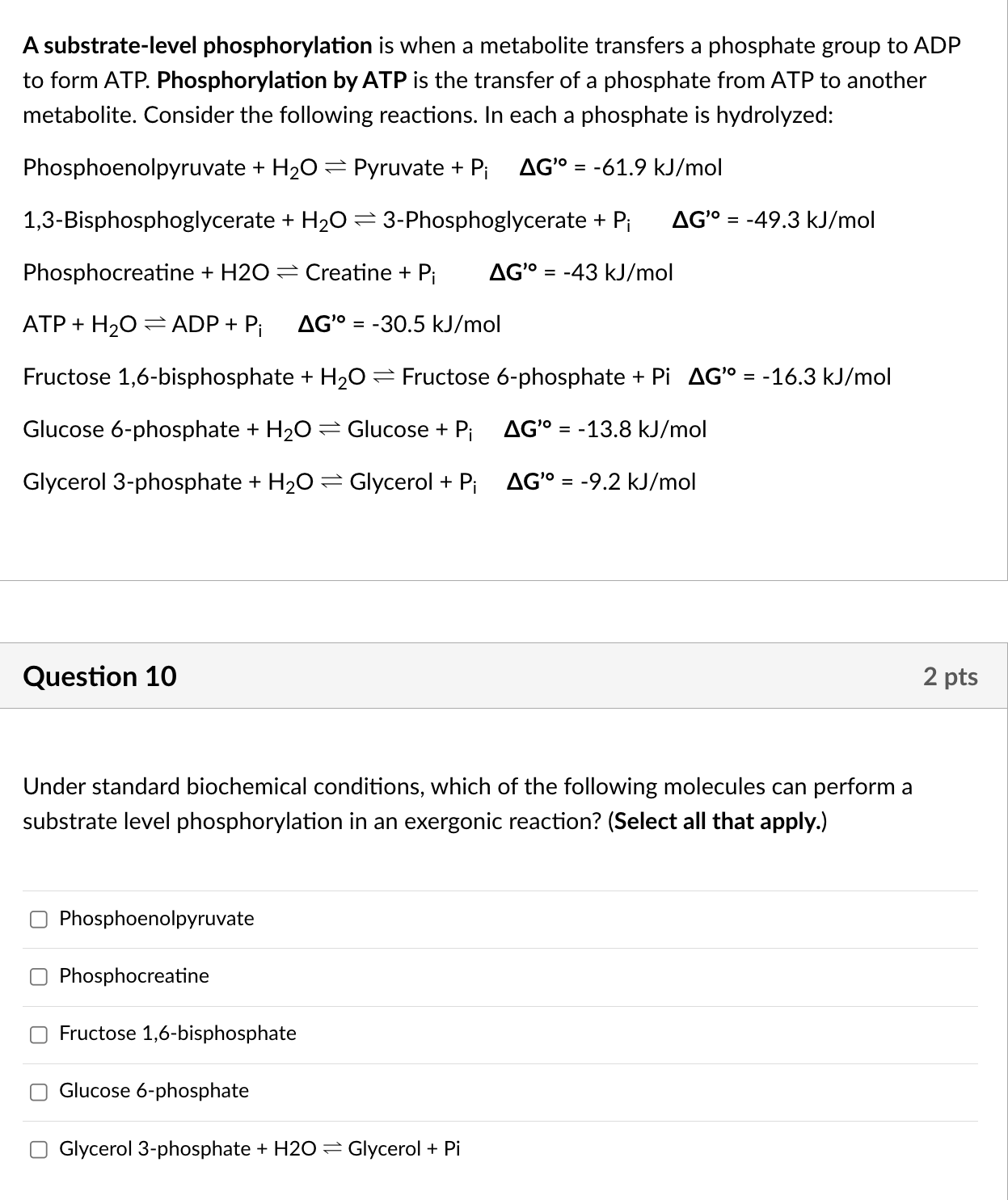Solved A Substrate Level Phosphorylation Is When A 2453
