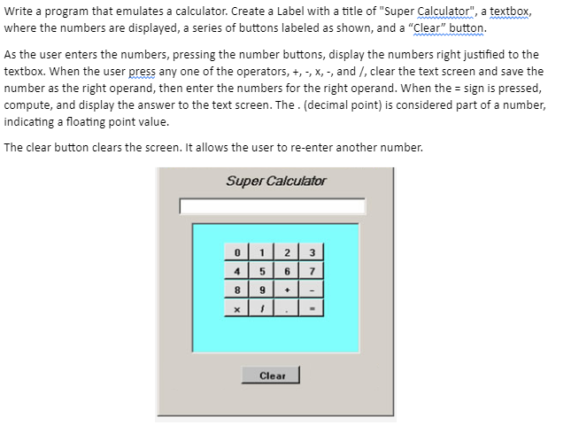 Solved Write a program that emulates a calculator. Create a | Chegg.com Solved Write a program that emulates a calculator. Create a | Chegg.com