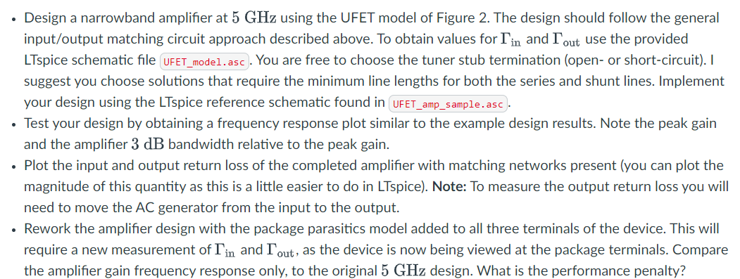 - Design a narrowband amplifier at \\( 5 | Chegg.com
