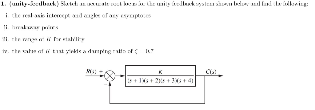Solved 1 Unity Feedback Sketch An Accurate Root Locus For 1526