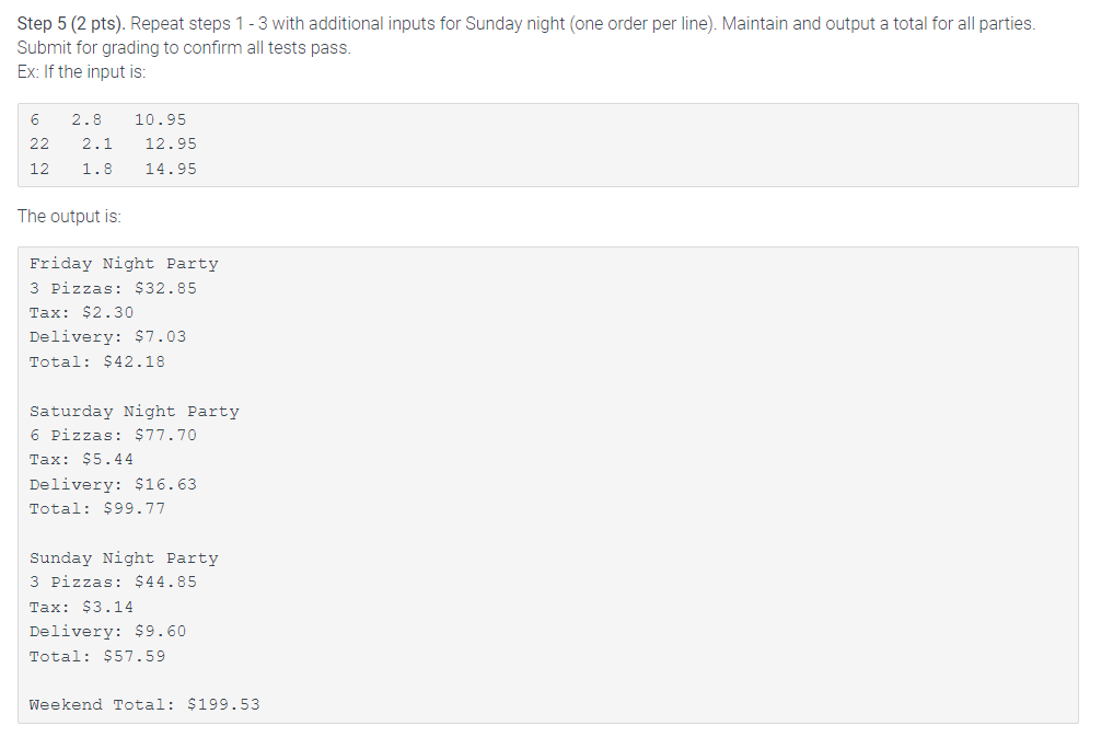 Solved 2.18 LAB*: Program: Pizza party weekend Program | Chegg.com