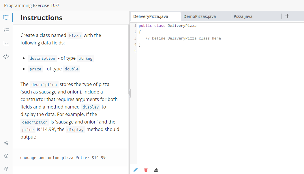 Solved Programming Exercise 10-7 | Instructions Delivery | Chegg.com Solved Programming Exercise 10-7 | Instructions Delivery | Chegg.com