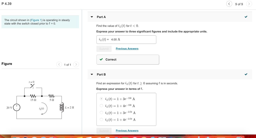 Solved P 4 39 9 Of 9 Part A The Circuit Shown In Figure 1