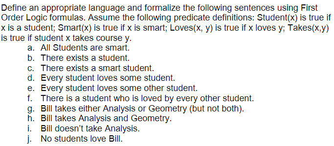 Solved Define an appropriate language and formalize the | Chegg.com