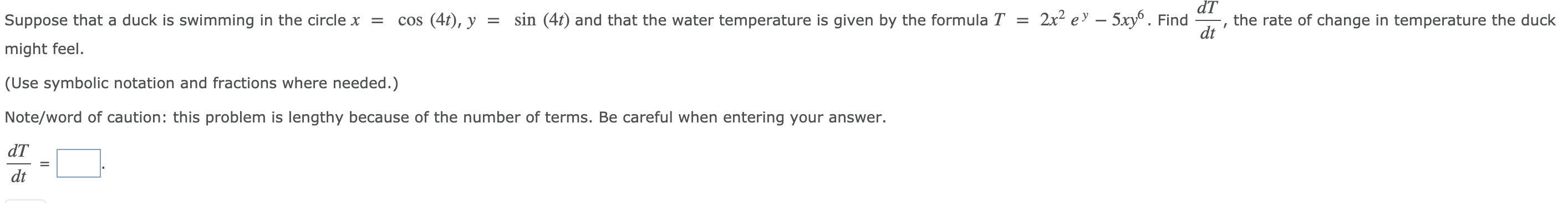 Solved cos (4t), y = sin (4t) and that the water temperature | Chegg.com