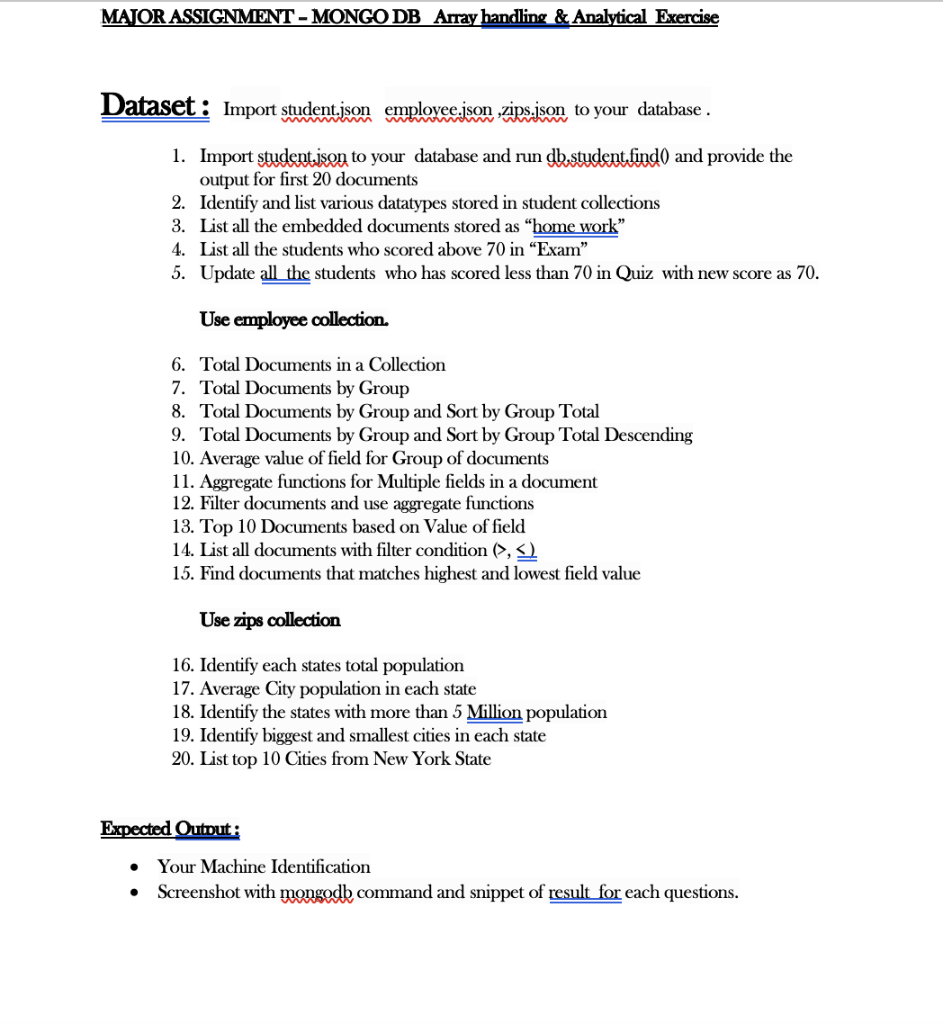 MATOR ASSIGNMENT - MONGO DB Array handling & | Chegg.com