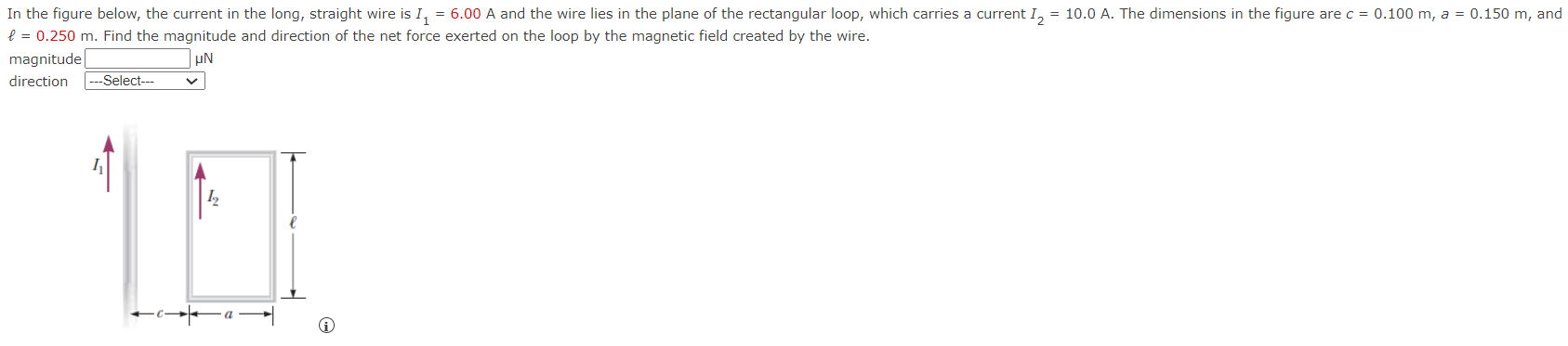 Solved ℓ=0.250 m. Find the magnitude and direction of the | Chegg.com