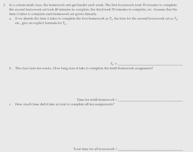 Solved 3. In a certain math class, the homework sets get | Chegg.com